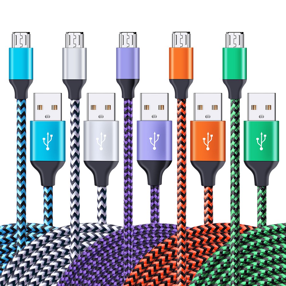 Amazon.com: AILKIN Micro USB Cable, 5-Pack 6ft High Speed Nylon Braided ...