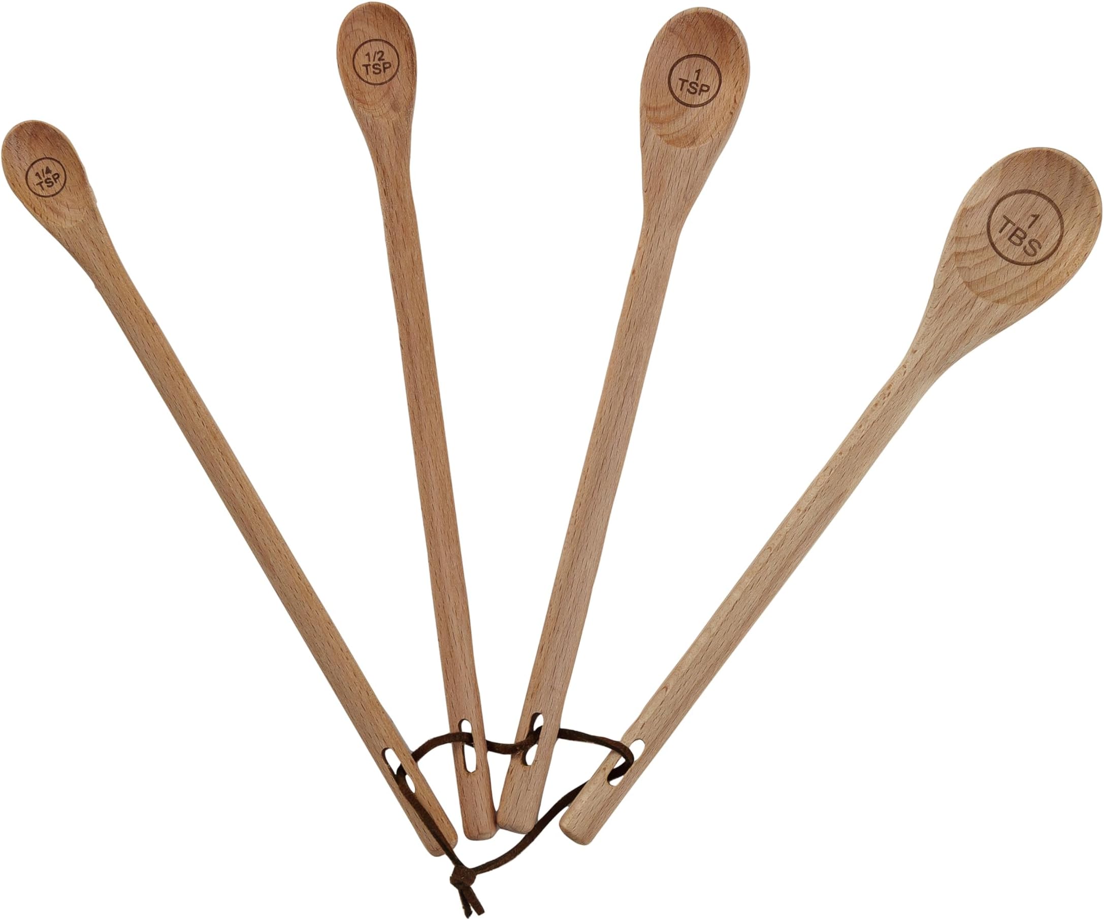 Amazon.com: Long Handle Wooden Measuring Spoons by utensi, Set of 4 ...