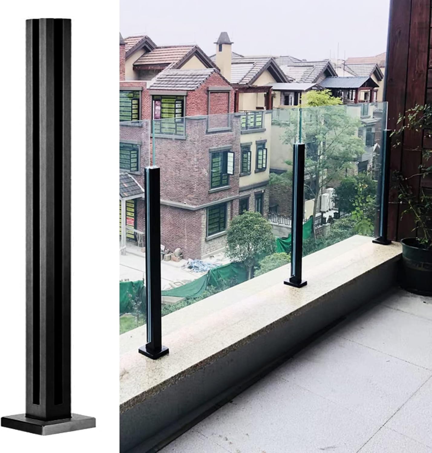 Amazon.com: Deck Post Bracket Clamp Balcony Stair Railing Balcony Glass ...