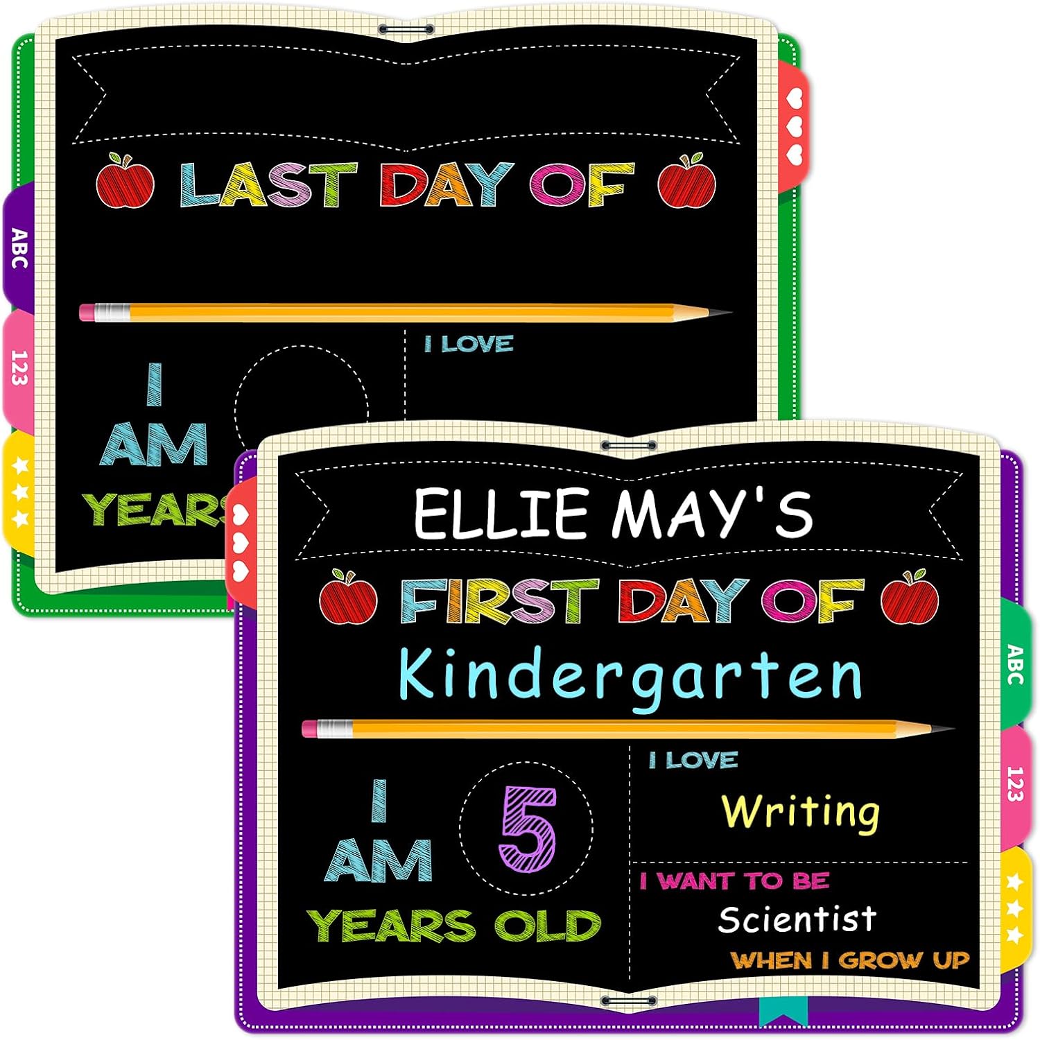 First Day of School Sign Board - Book Shape 11" X 13" First & Last Day ...