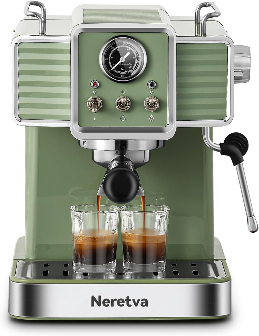 Neretva Espresso Coffee Machine 15 Bar with Milk Frother Steam Wand ...