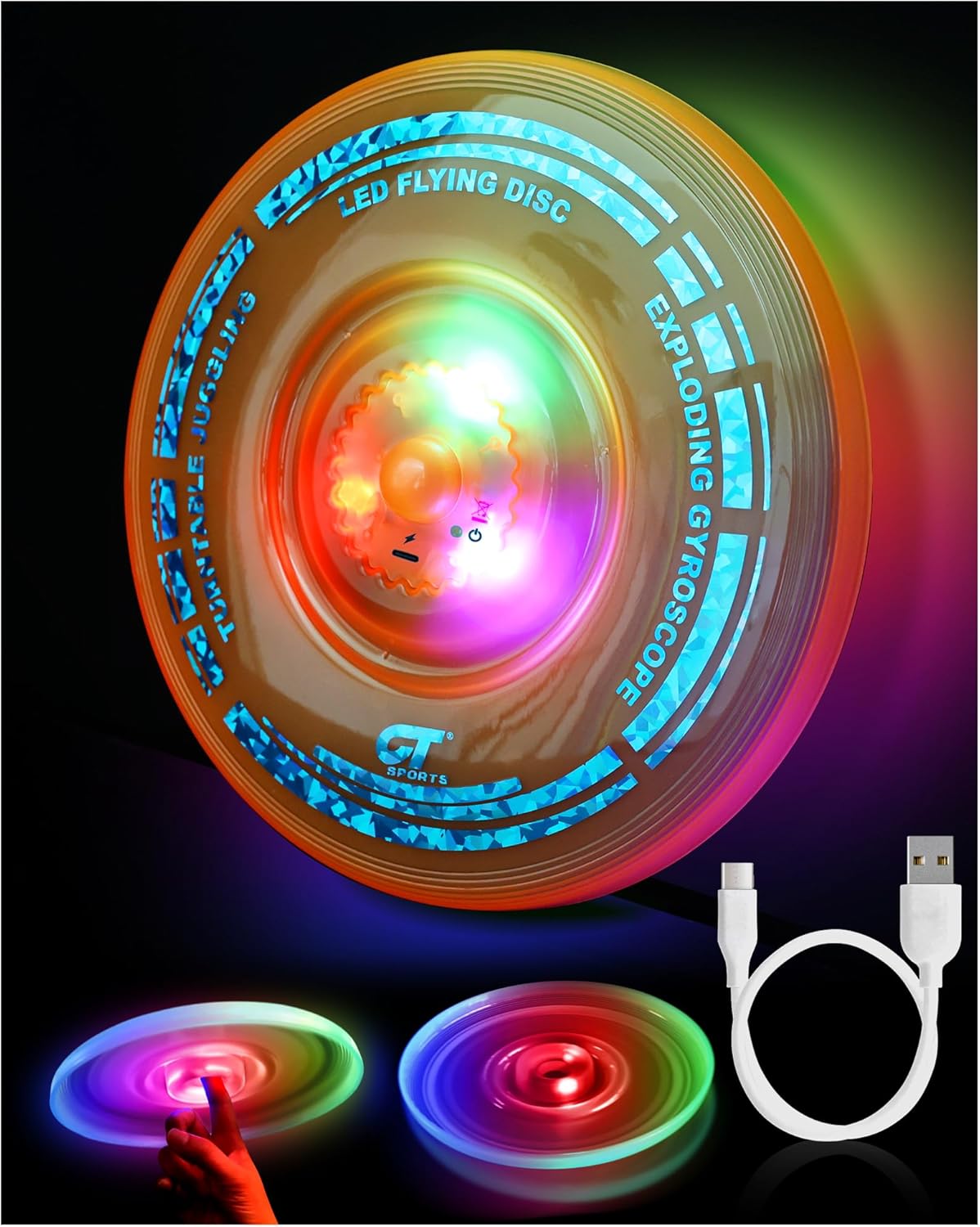 Amazon.com: CT SPORTS 3 in 1 LED Flying Disc+Spinning Tops+Fingertip ...