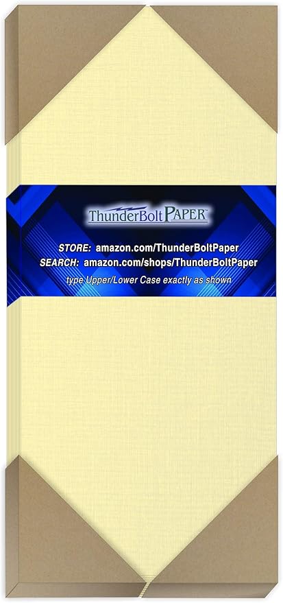 Amazon.com : 100 Ivory Linen 80# Cover Paper Sheets - 4" X 9" (4X9 ...