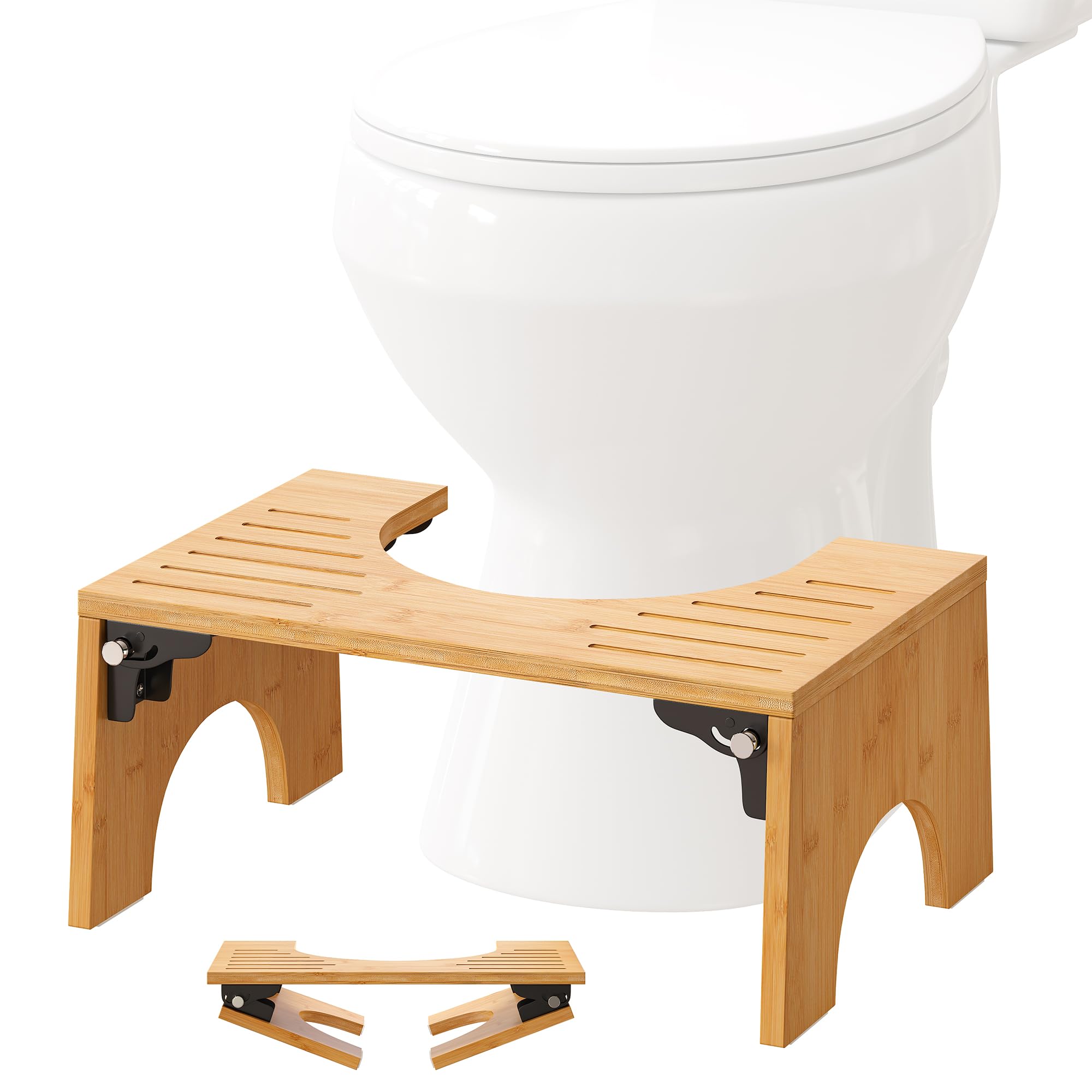 FILWH 7.3 Inches Folding Toilet Stool for Bathroom Squatting Toilet ...