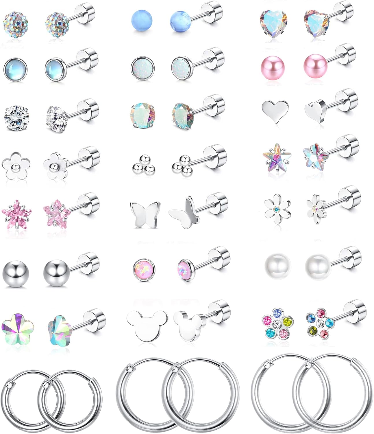 Amazon.com: Jstyle 24 Pairs Hypoallergenic Screw Back Earrings for ...