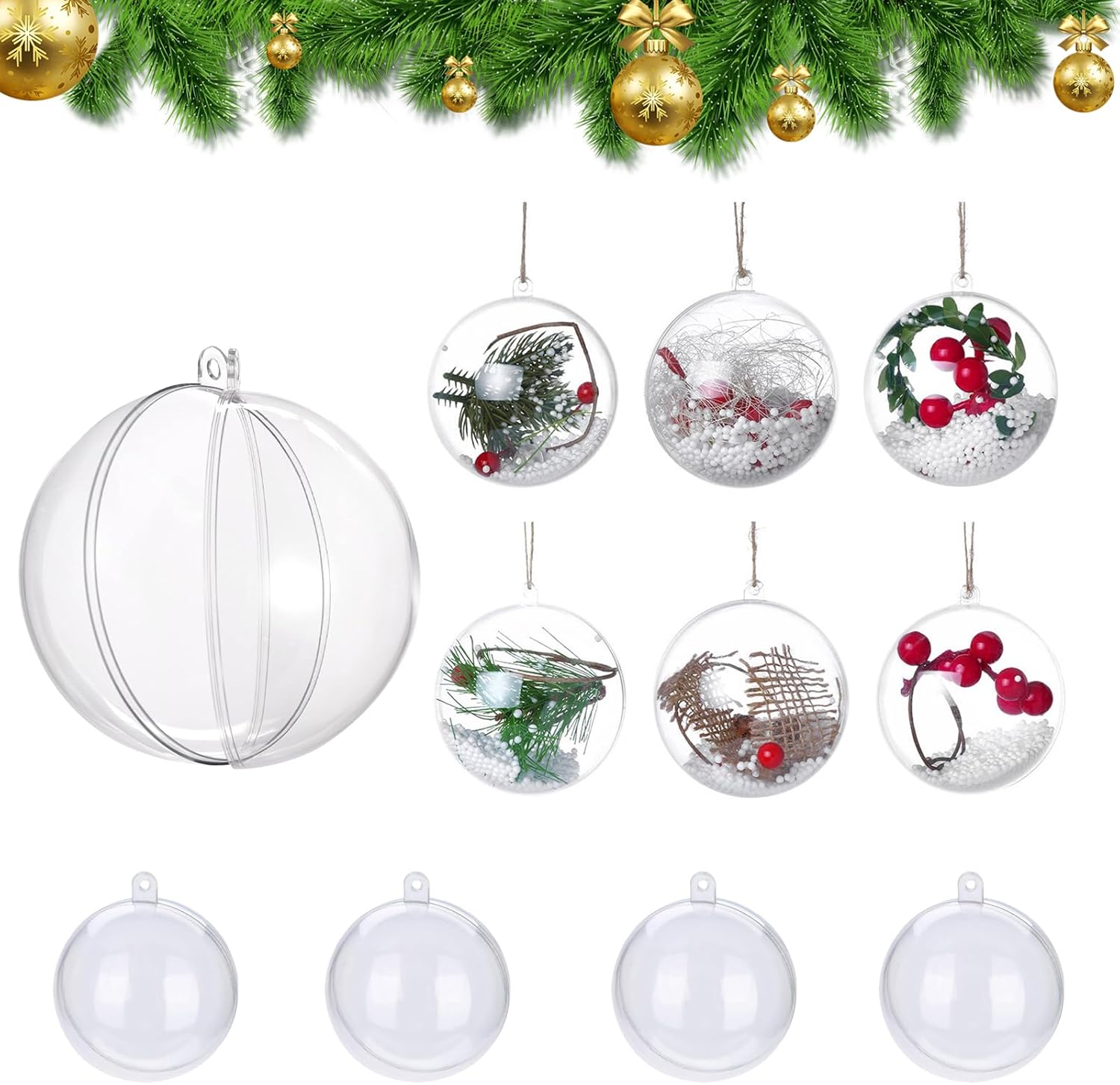 Clear Baubles, Clear Plastic Baubles20pcsfillable Clear Plastic Bauble ...