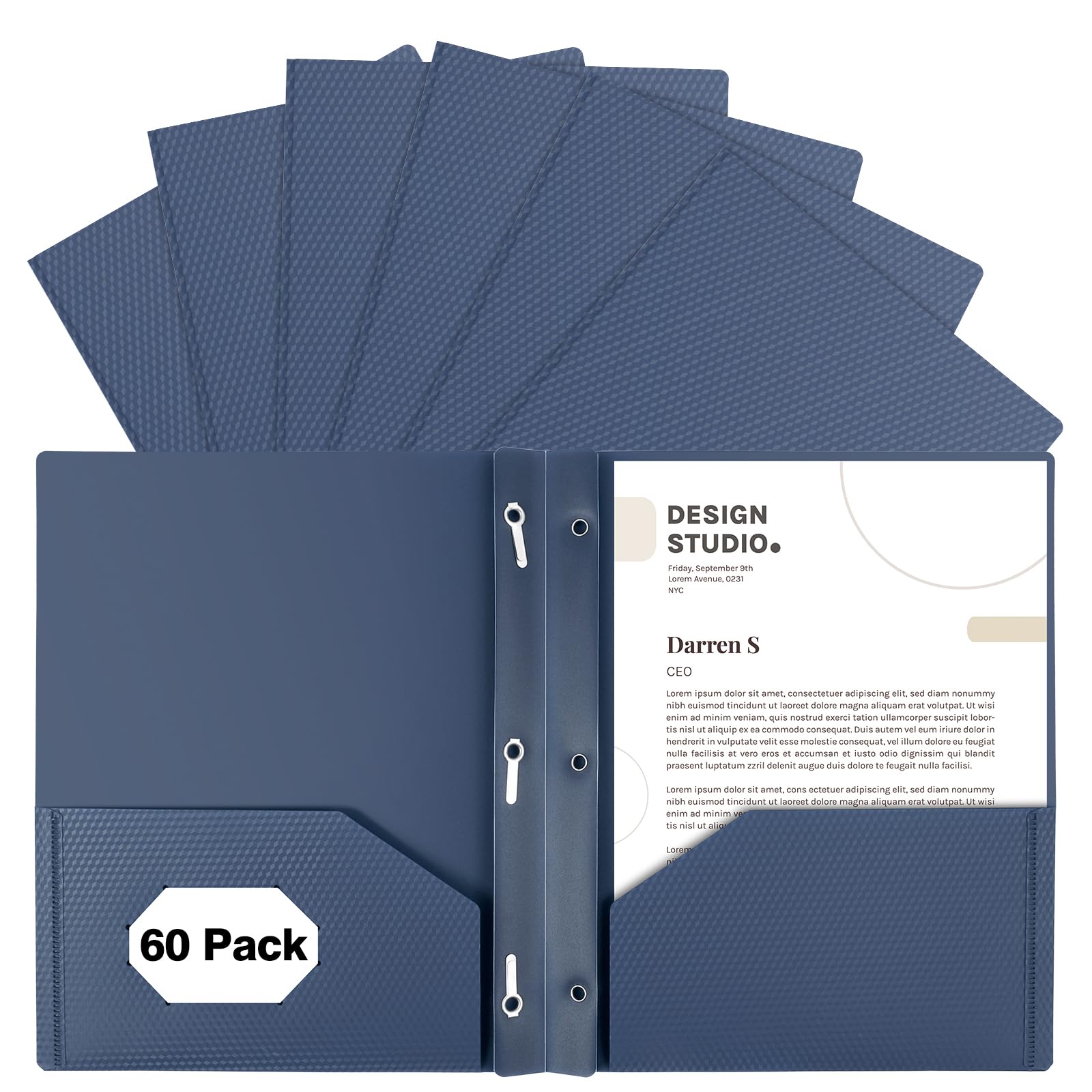 Amazon.com : EEHZTSI 60-Pack Plastic Folders with Pockets and Prongs,2 ...