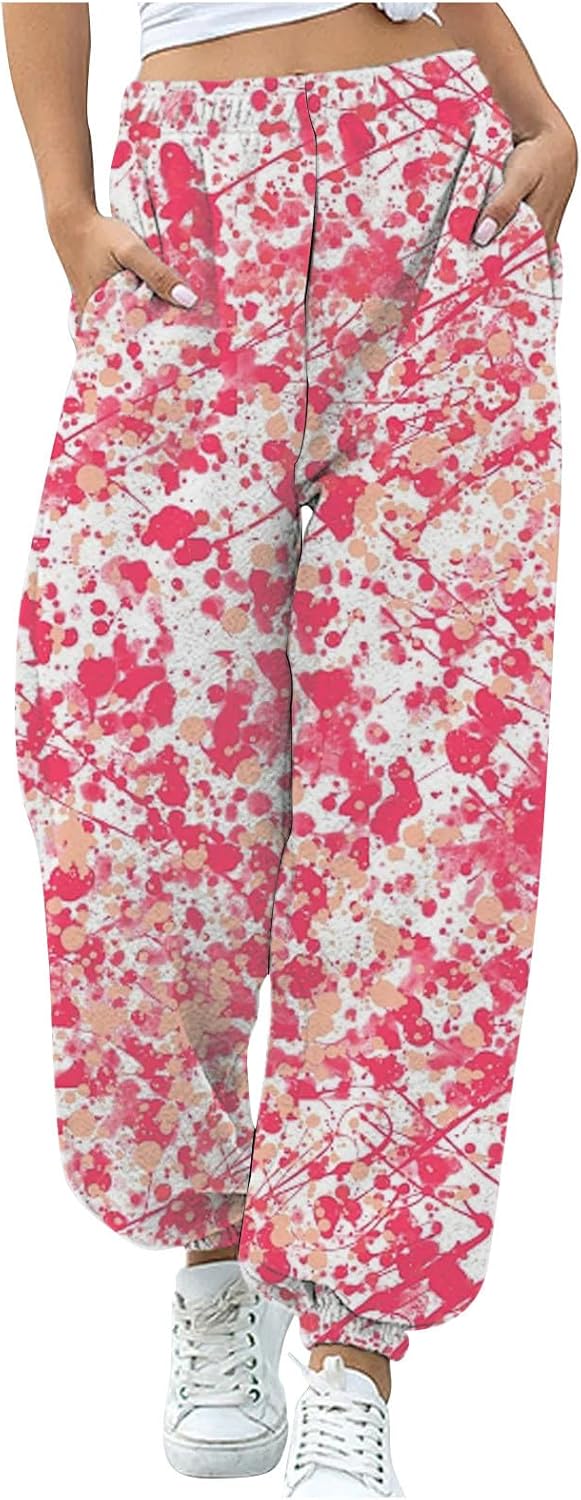 Women's Vintage Floral Printed Sweatpants Winter Thermal Loose Lounge ...