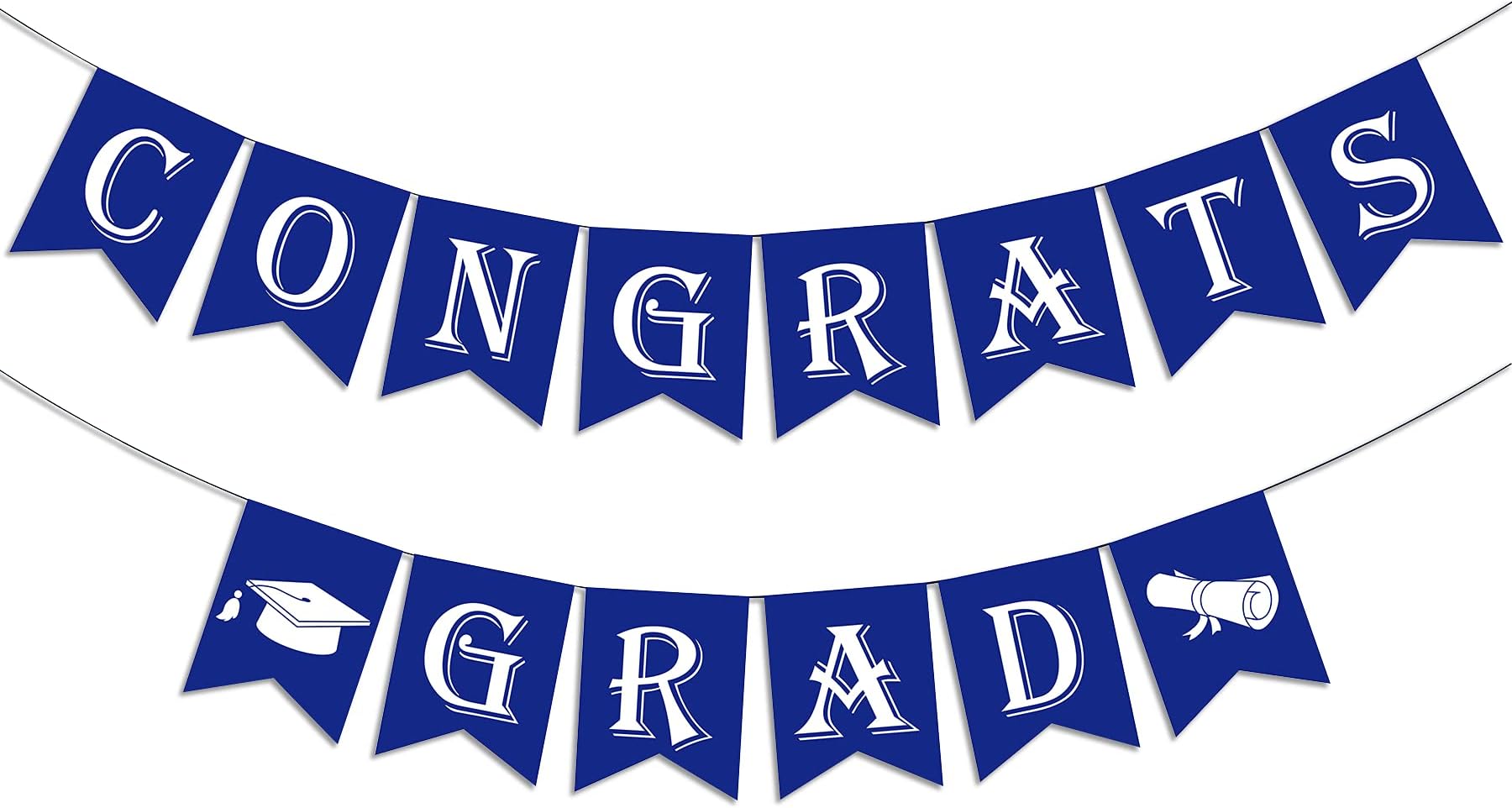 Amazon.com: 2024 Graduation Banner Navy Blue Congrats Grad Banner with ...