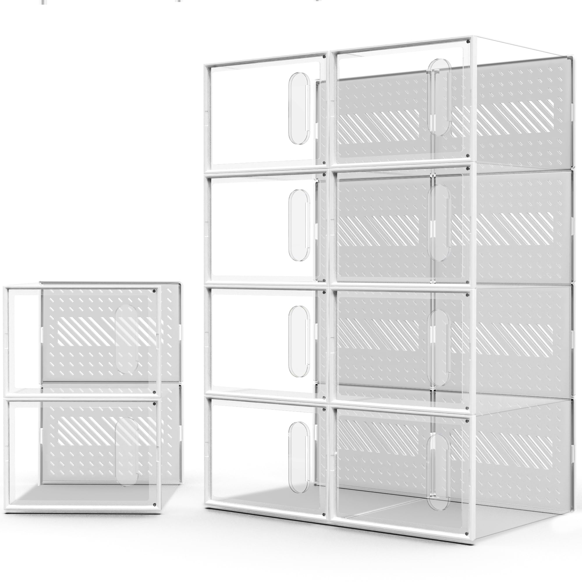 Iadefan 10 Pack Clear Stackable Shoe Boxes, Shoe Storage Organizer for ...