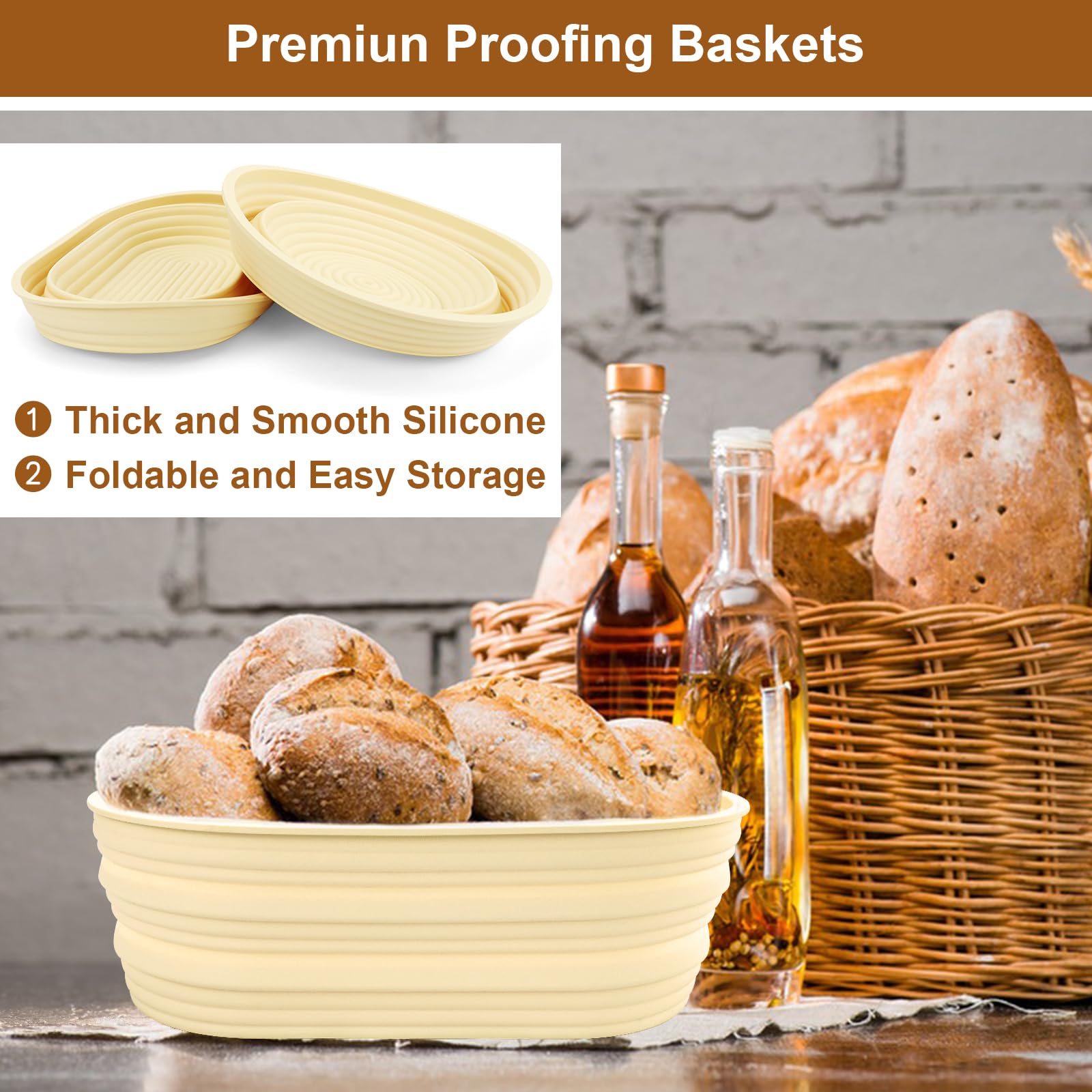 Snapklik.com : Bread Banneton Proofing Basket Set Of 2, Silicone 9 Inch ...