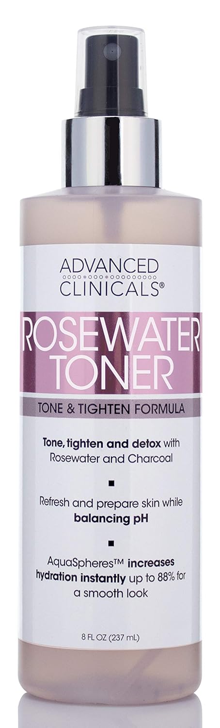 Amazon.com : 8oz Advanced Clinicals Rosewater Toner with Charcoal and ...