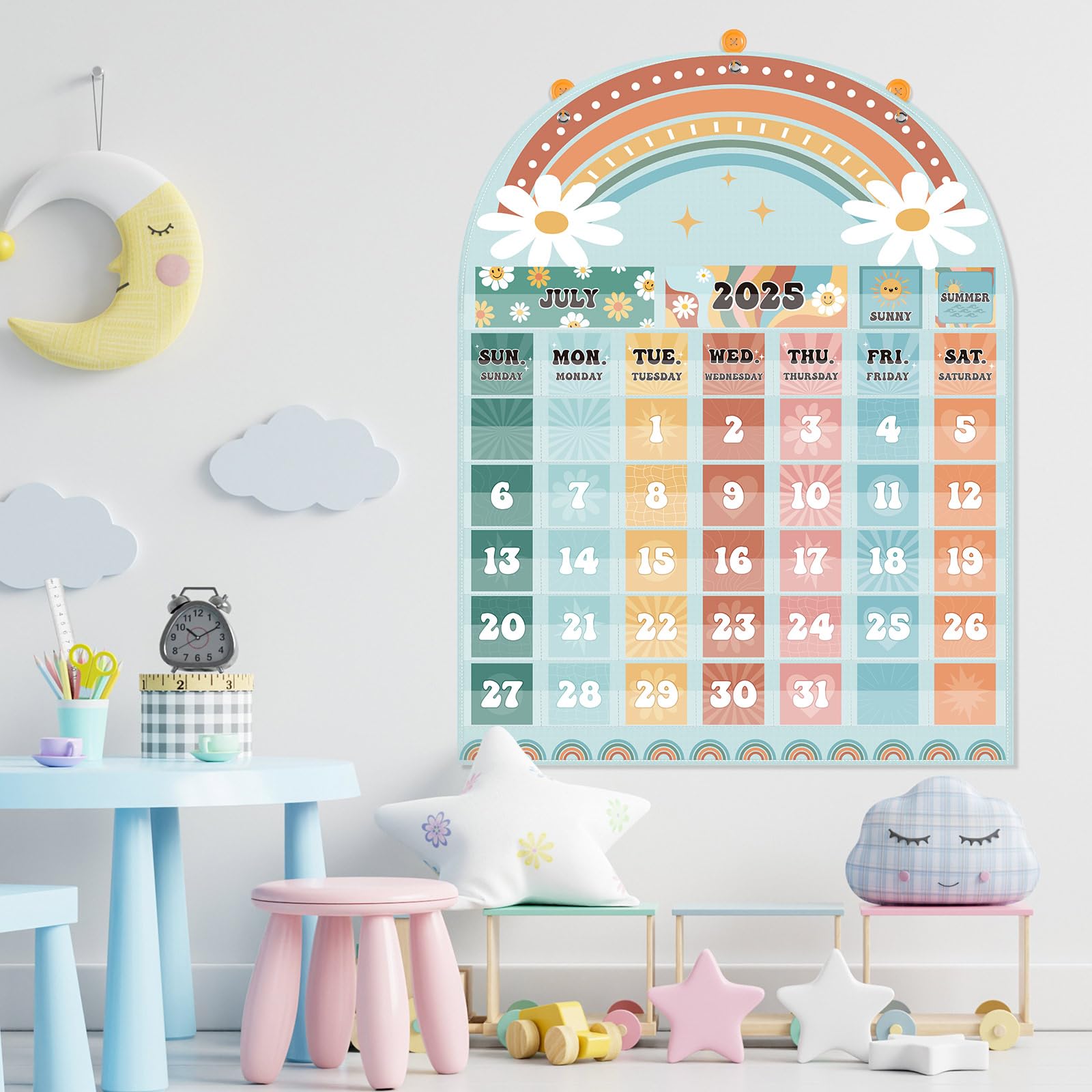 Snapklik.com : Pasimy Classroom Calendar Pocket Chart Retro Groovy ...