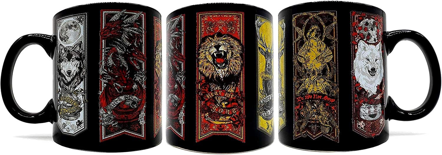 Amazon.com: Mean Muggin Large 20oz Thrones House Banners Ceramic Glossy ...