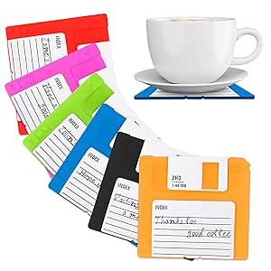 Floppy Disk Coasters Set of 6Pcs – Retro Silicone Drink Coasters for ...