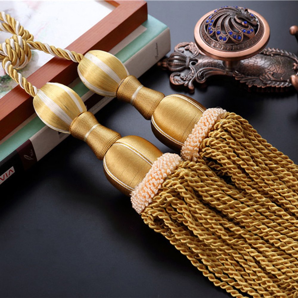 Amazon.com: LANGUGU One Pair Window Curtain Tie Back Tassel Braided ...