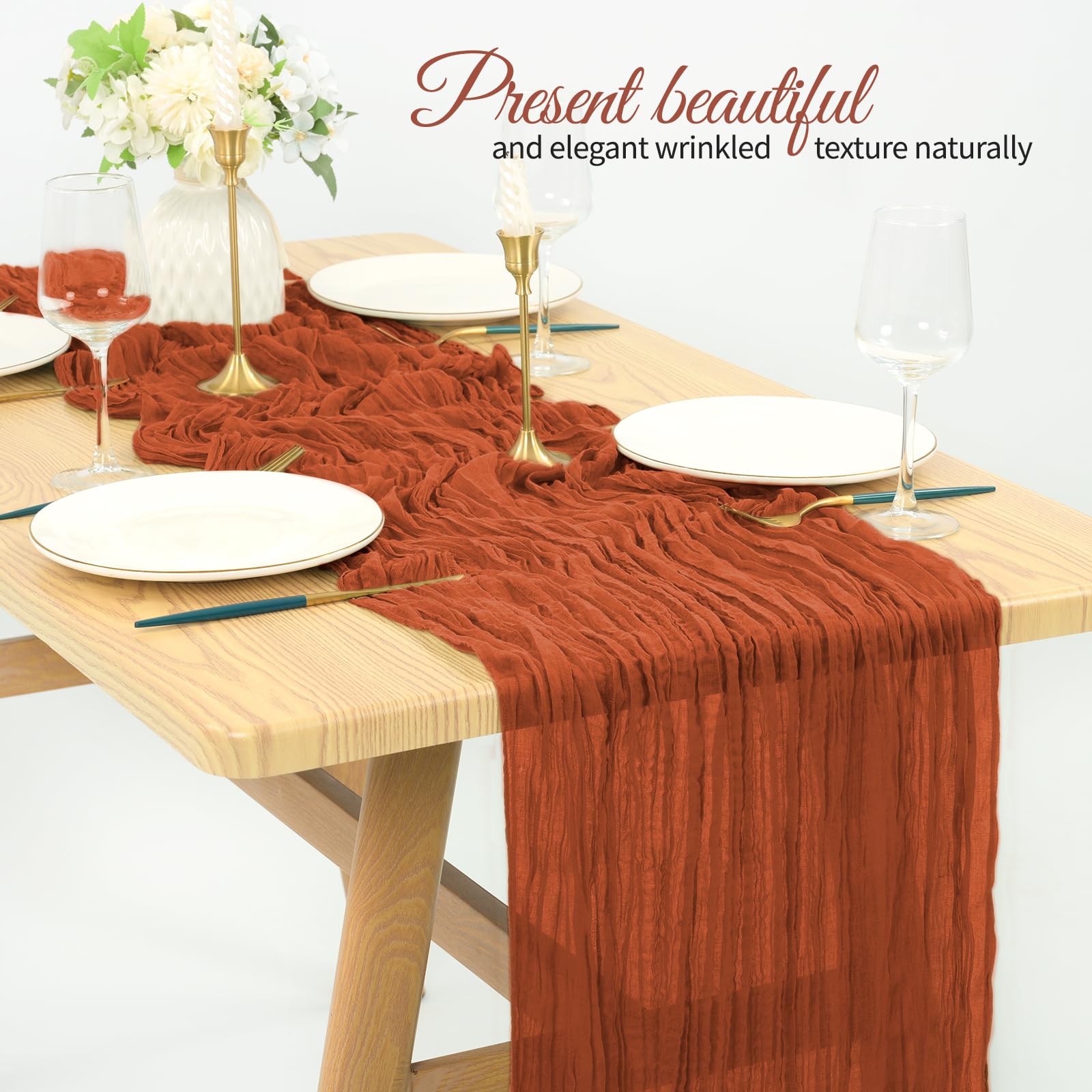 Snapklik.com : 16 Pack Cheesecloth Table Runner 35x120 Inch Terracotta ...