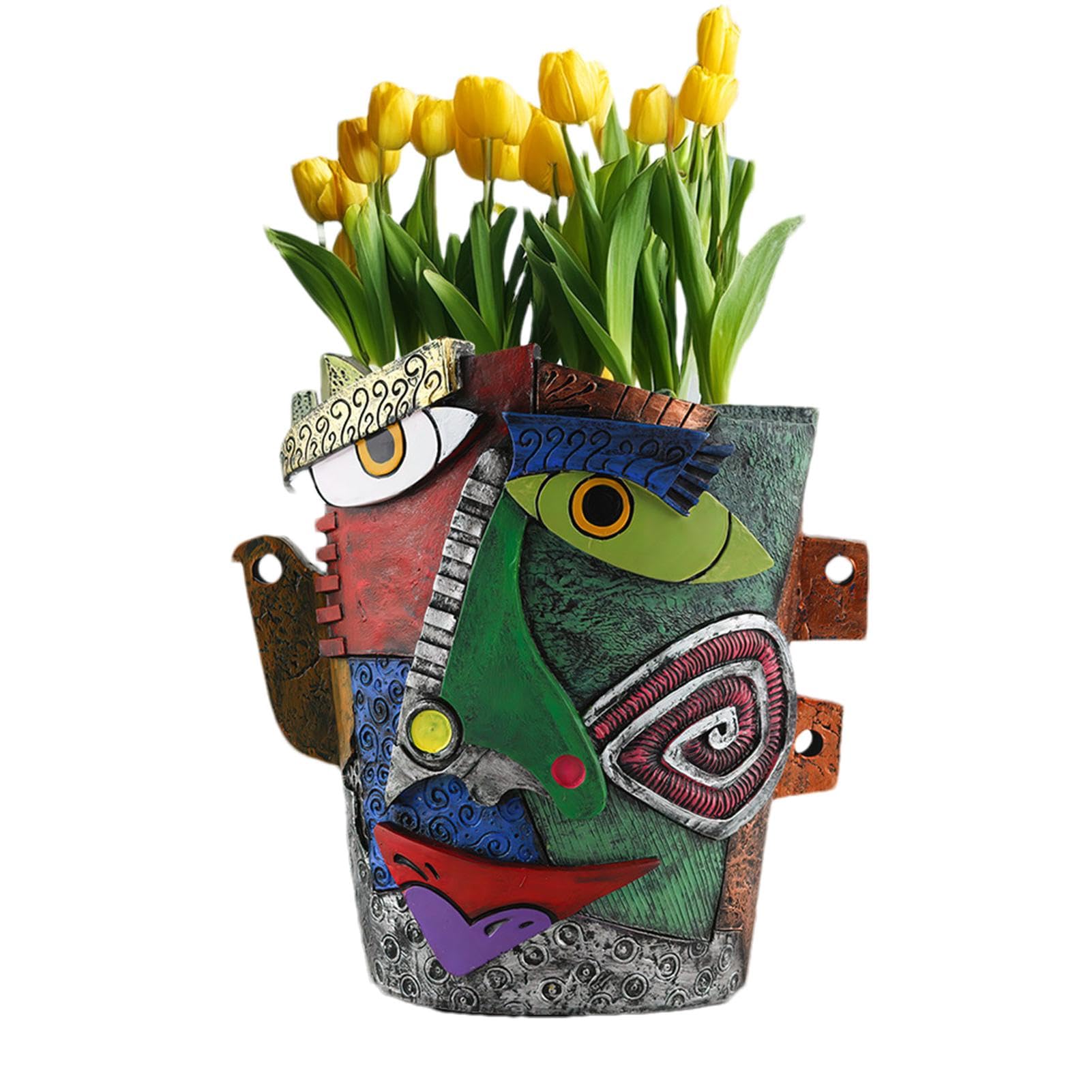PhnkjGh Brutalist Abstract Beauty Face Flower Pot | Green Plant Potted ...