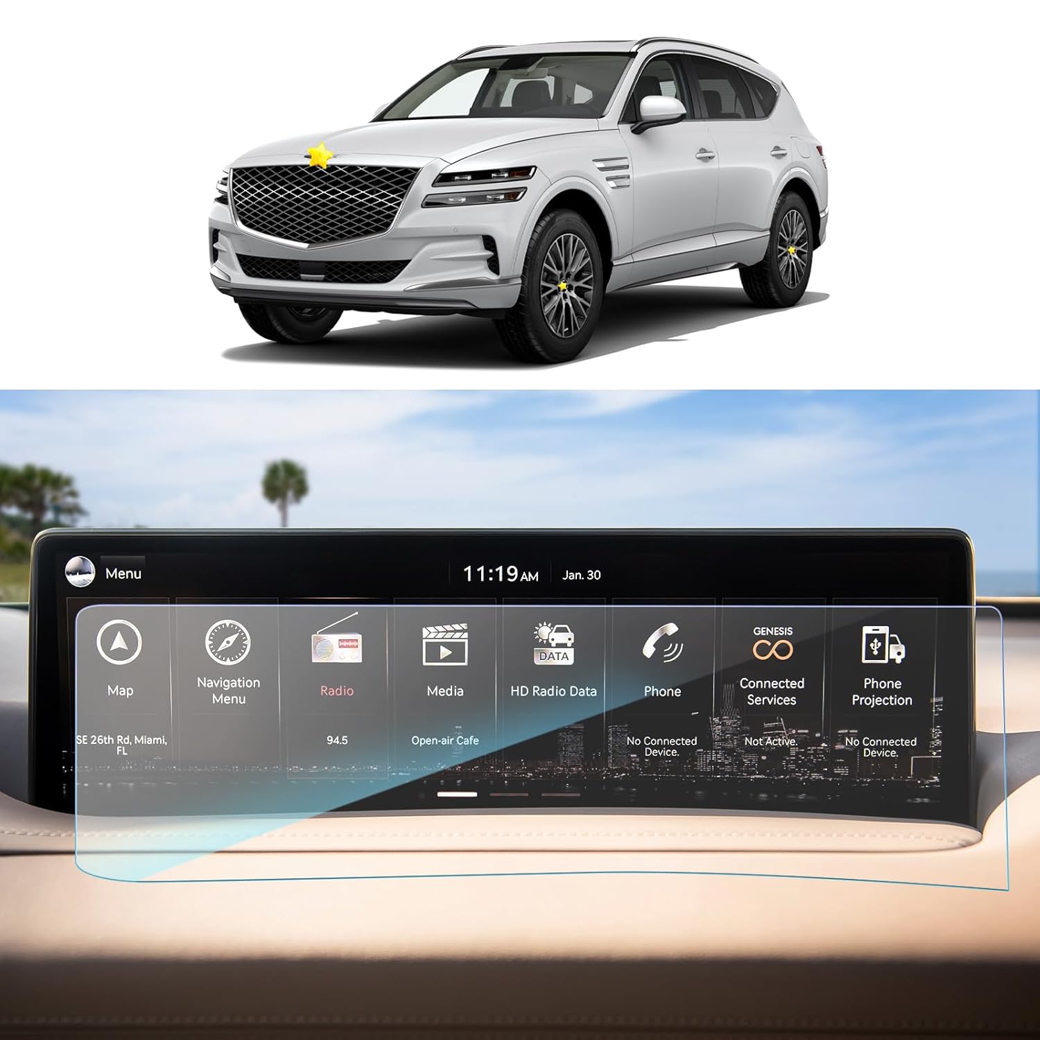 SKTU 2021 2022 2023 Genesis G80 GV80 Screen Protector 14.5 Inch ...