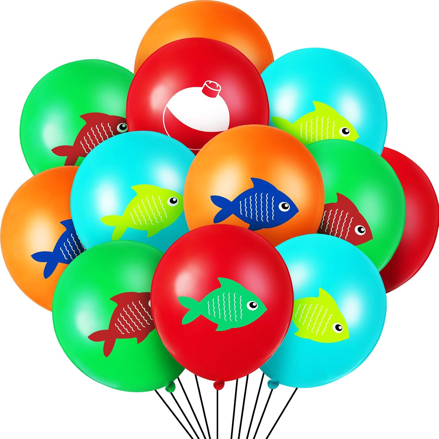 Amazon.com: Gejoy 60 Pcs Fish Balloons Kids Fishing Birthday Party ...