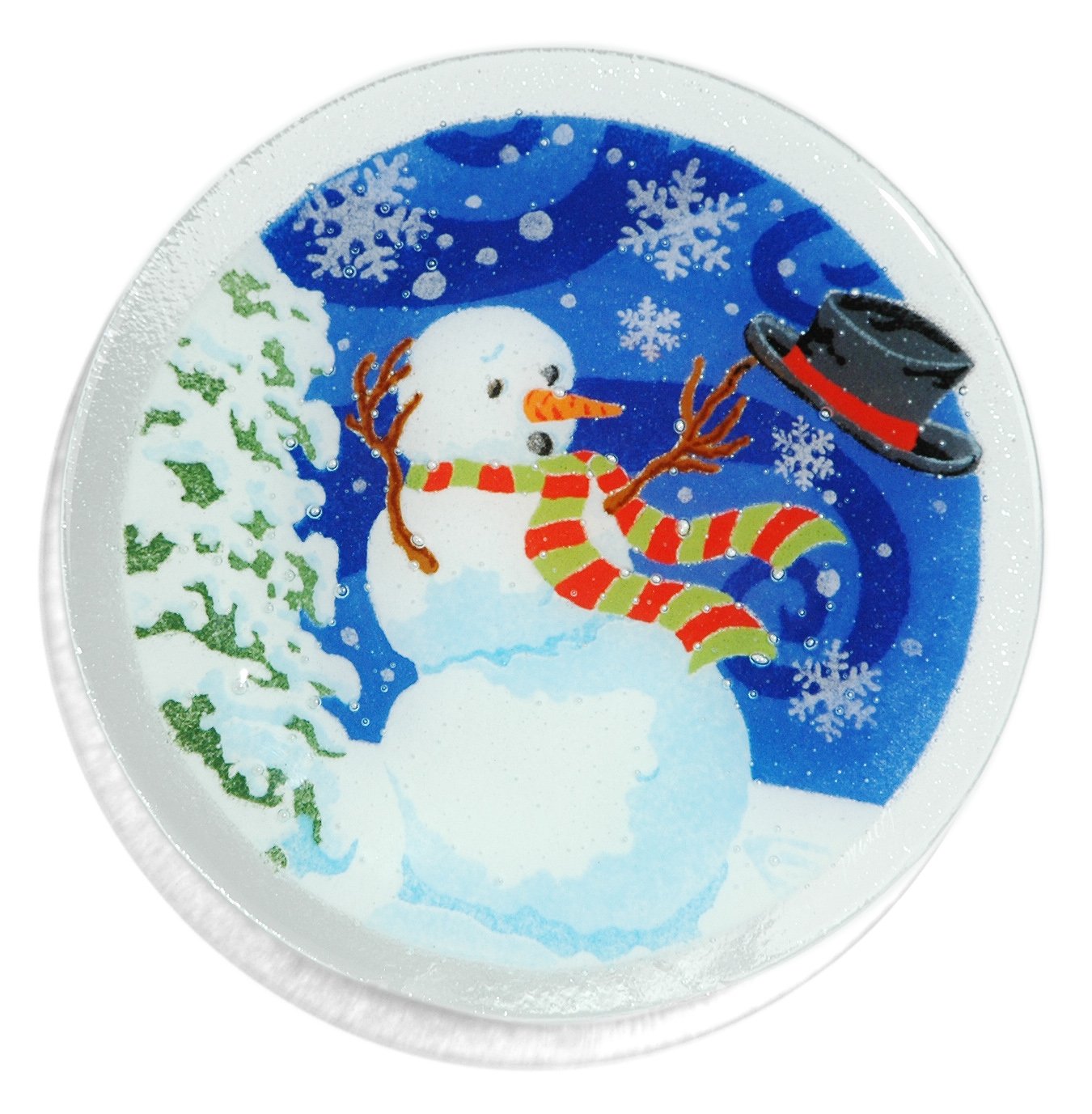Buy Peggy Karr Handcrafted Art Glass Windy Snowman Plate, Round, 8-Inch Online at Low Prices in ...