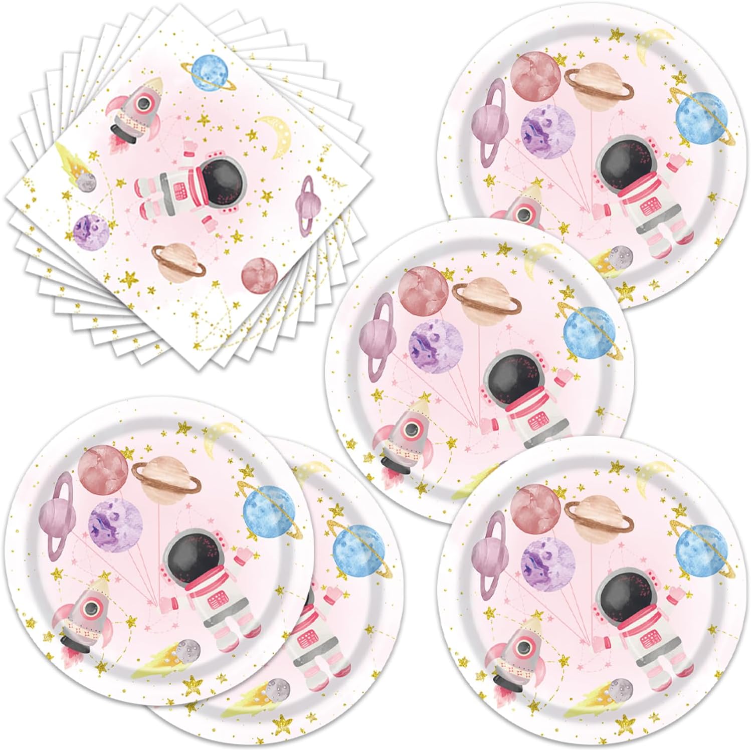 Amazon.com: Egami 40pcs Pink Space Party Supplies,include 20 Dessert ...