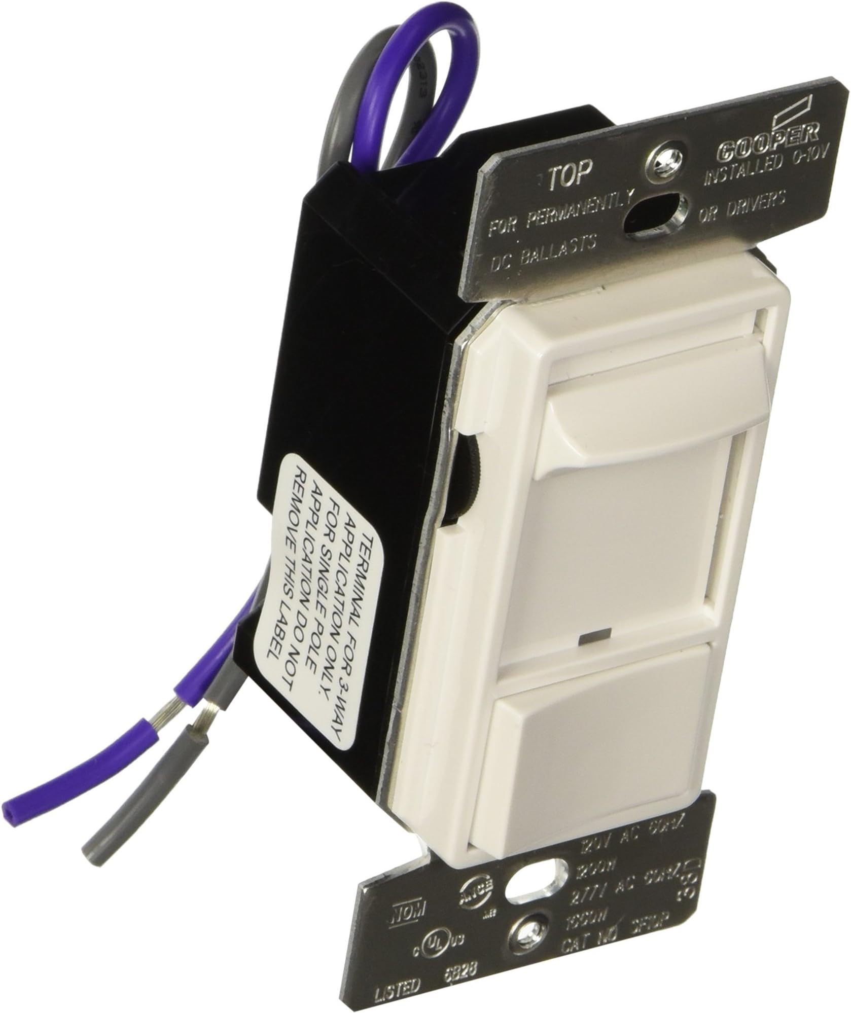 EATON WBSD-010SLD-W Slide Dimmer, On/Off Switch, 0-10V Dimming, White ...