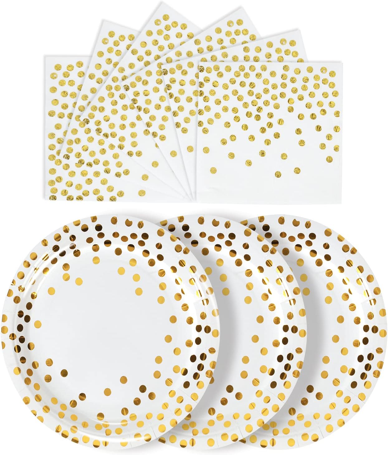 Amazon.com | Disposable Paper Plates 100 Pack - White and Gold Paper ...