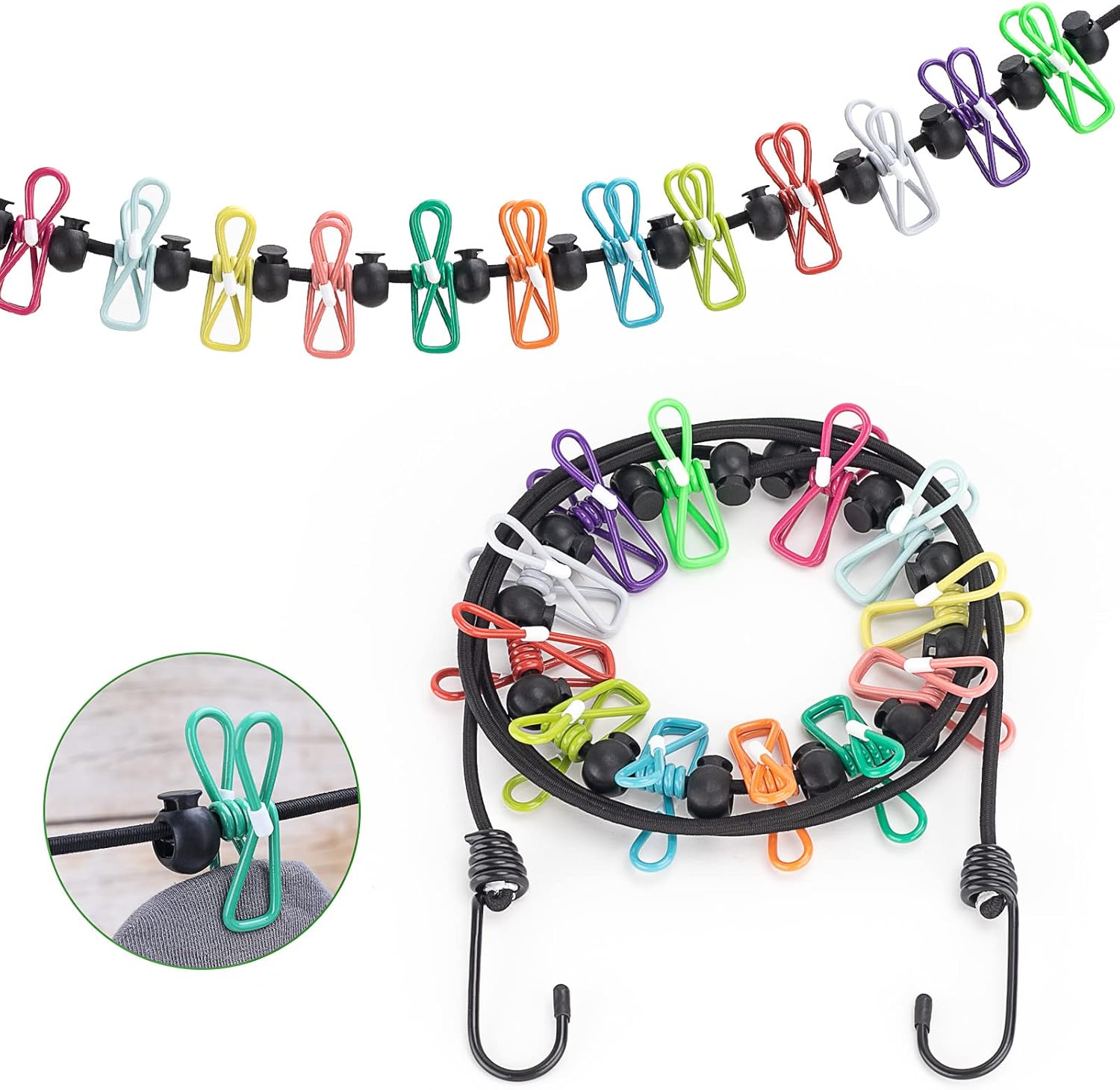 Amazon.com: Techops Portable Clothesline, Retractable Adjustable ...