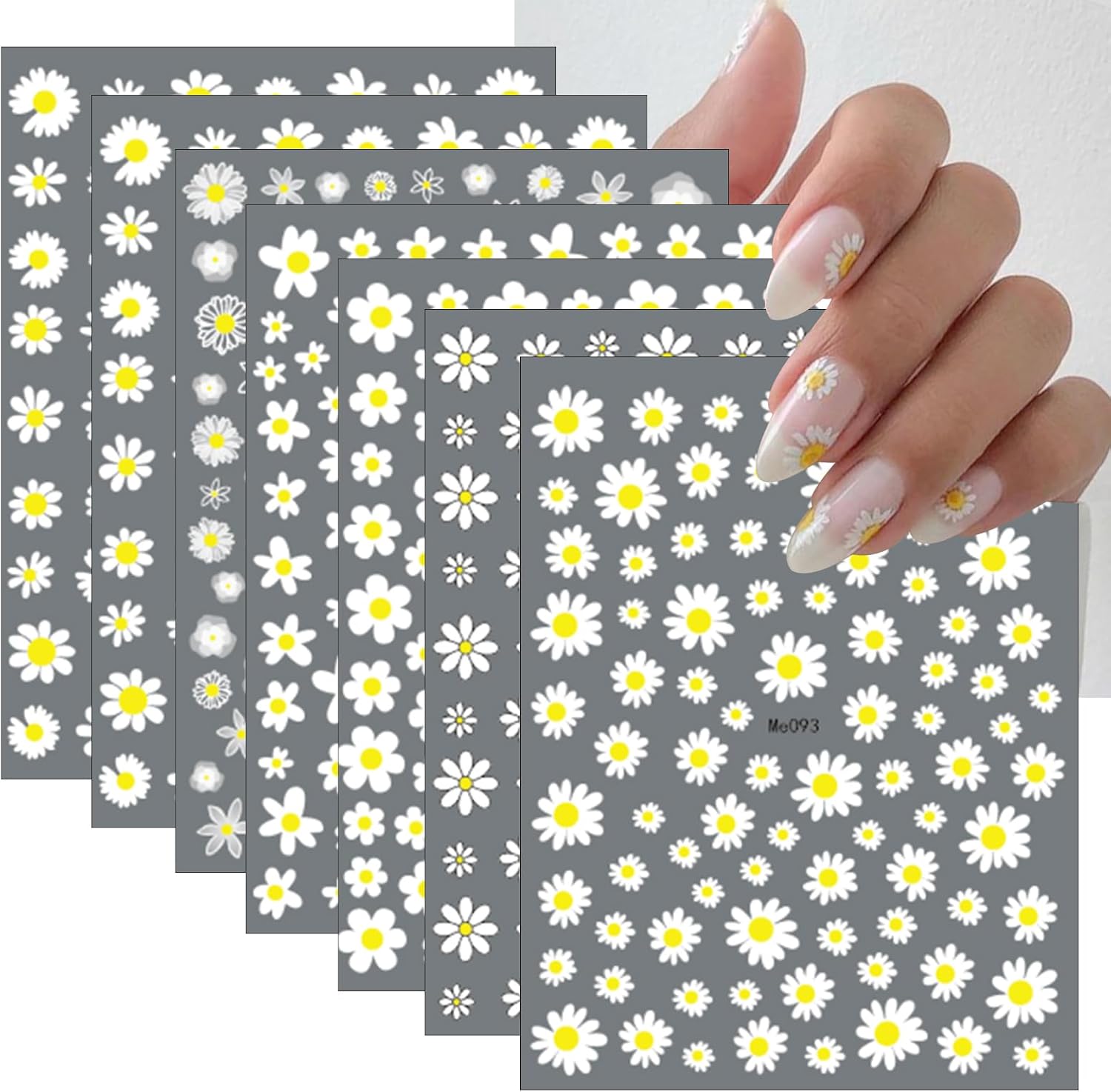 Amazon.com: 6Sheets Daisy Nail Art Stickers,Floral Daisy Nail Decals ...