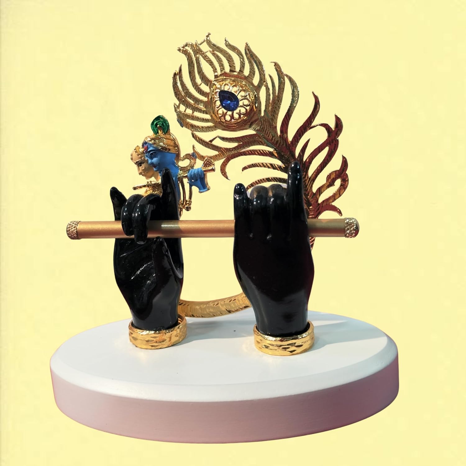 Buy Gold Plated Krishna ji Hand with Flute Small Size 5" (Black) Online ...