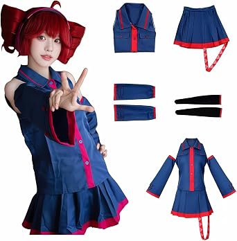 Amazon.com: Anime Cosplay Costume Set - Blue Uniform Halloween Dress Up ...