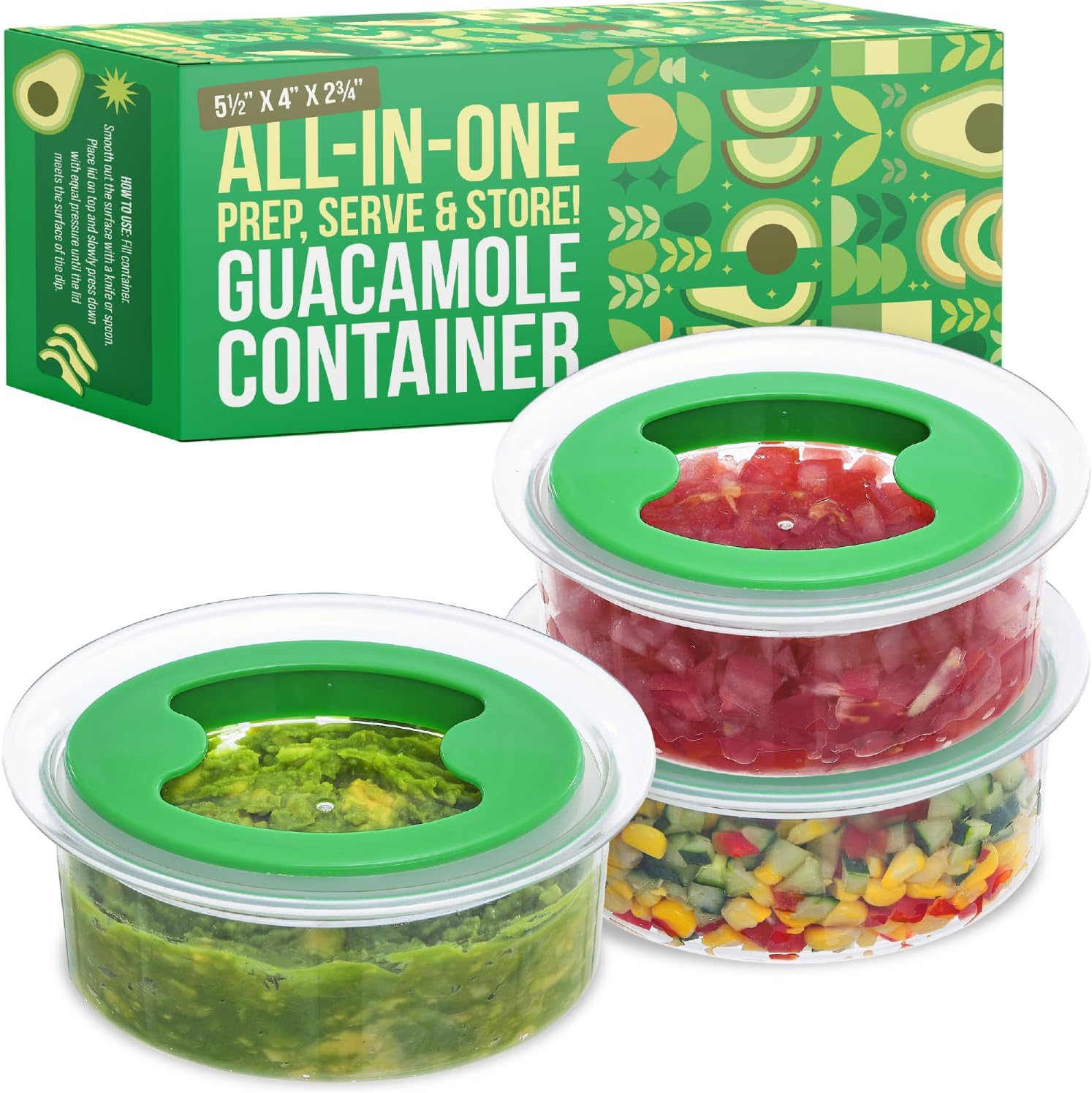 Amazon.com: IMPRESA [3 Pack Guacamole Keeper with Airtight Lid ...