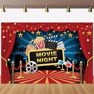 Amazon.com : Yeele 6x4ft Movie Night Backdrop Red Curtains Carpet ...