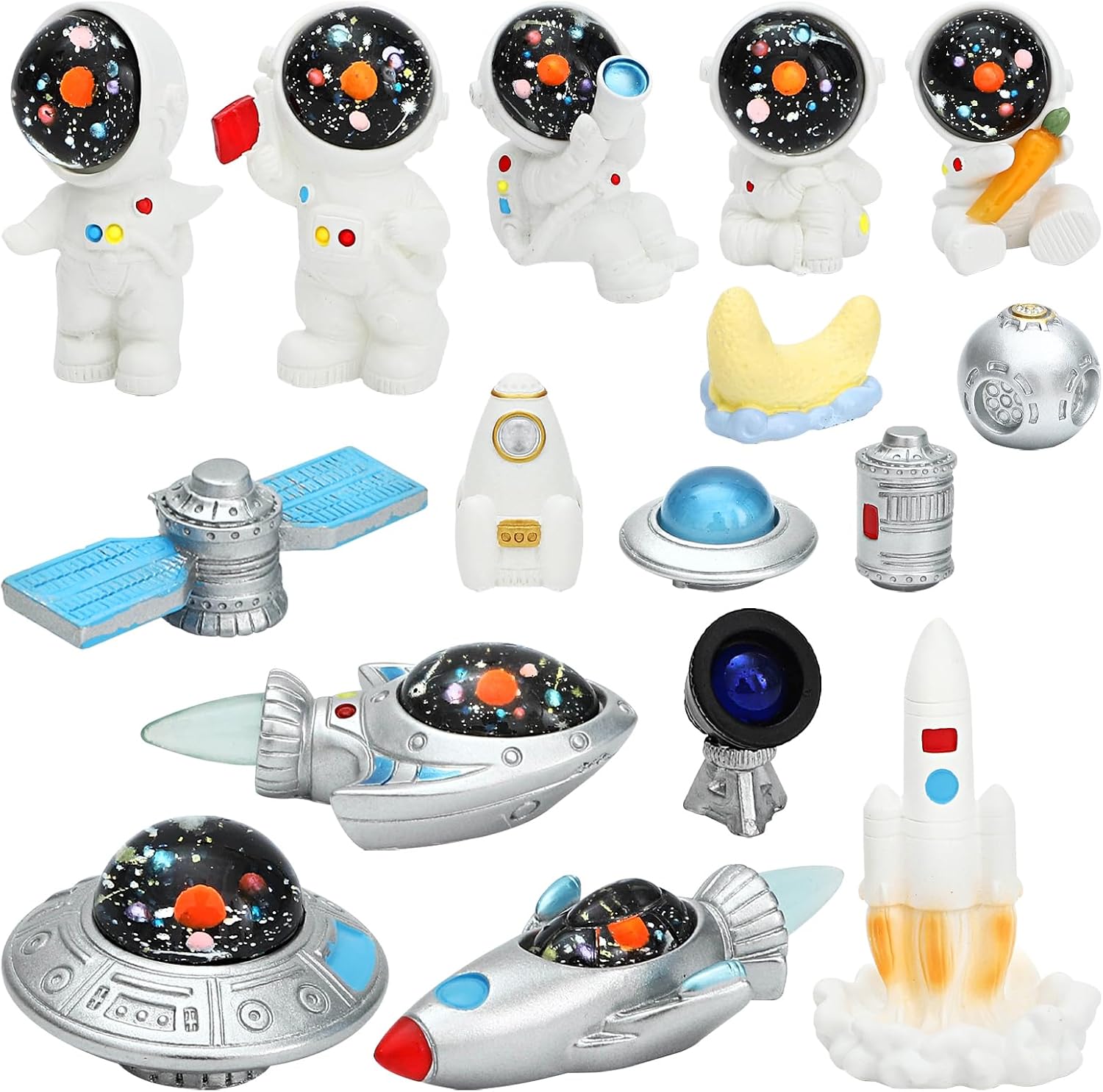Amazon.com: ONEST 17 Pieces Miniature Astronaut and Rocket Figurines ...