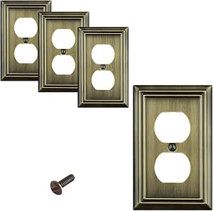 BLEREX 4 Pack Duplex Wall Plates, Decorative Antique Brass Outlet ...