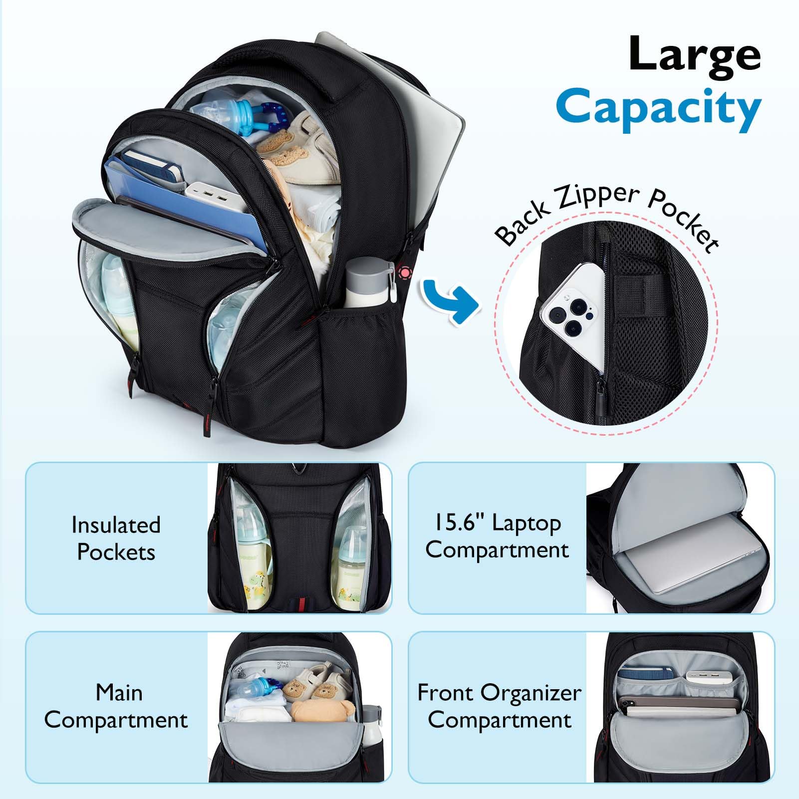 Snapklik.com : Mommore Dad Diaper Bag, Large Laptop Backpack