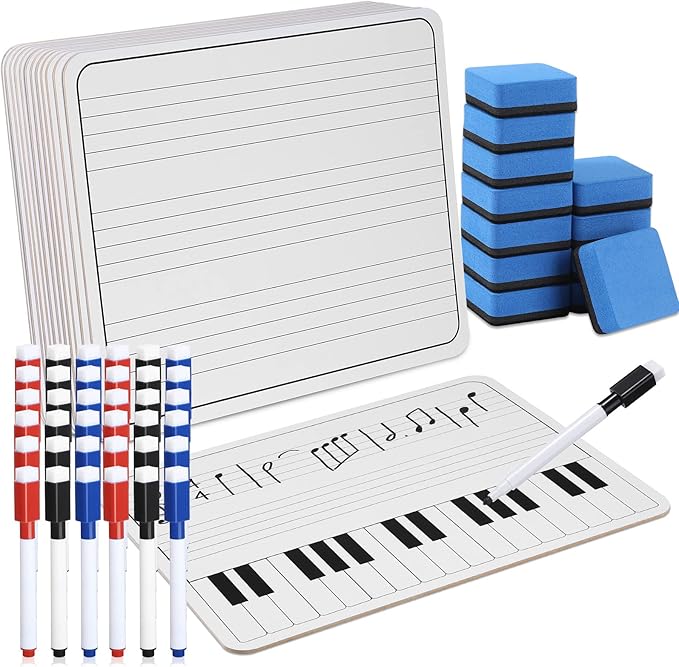 Amazon.com : Fuutreo 12 Pcs Dry Erase Music Staff White Boards 11 x 14 ...