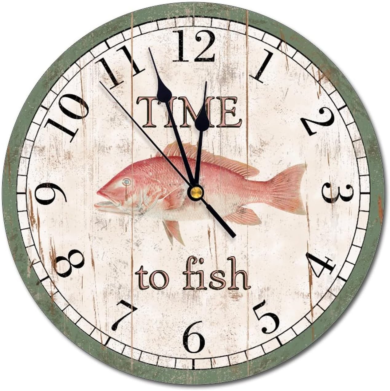 Amazon.com: Smallmouth Bass Wall Clock Time to Fish Wall Clocks Battery ...