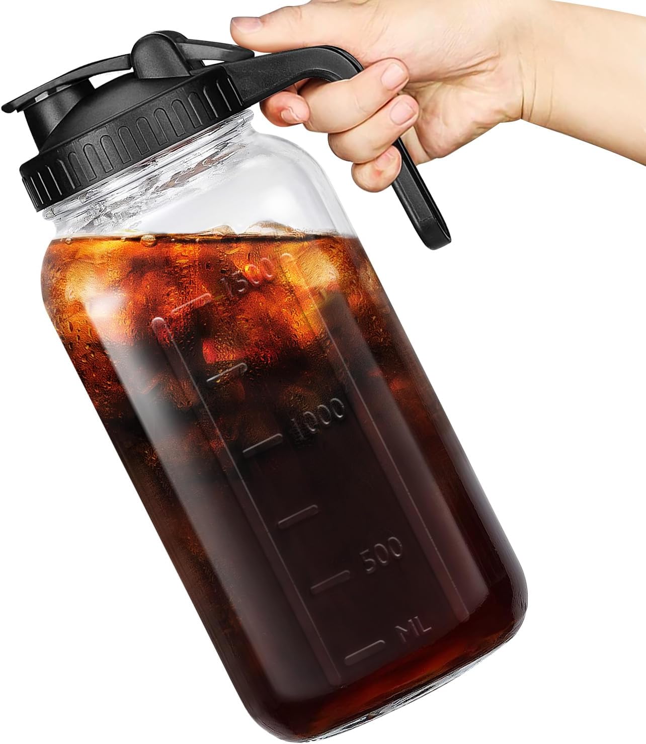 Amazon.com: NICEMHAPU Mason Jar Pitcher with Lid and Spout, 2 Quart (64 ...