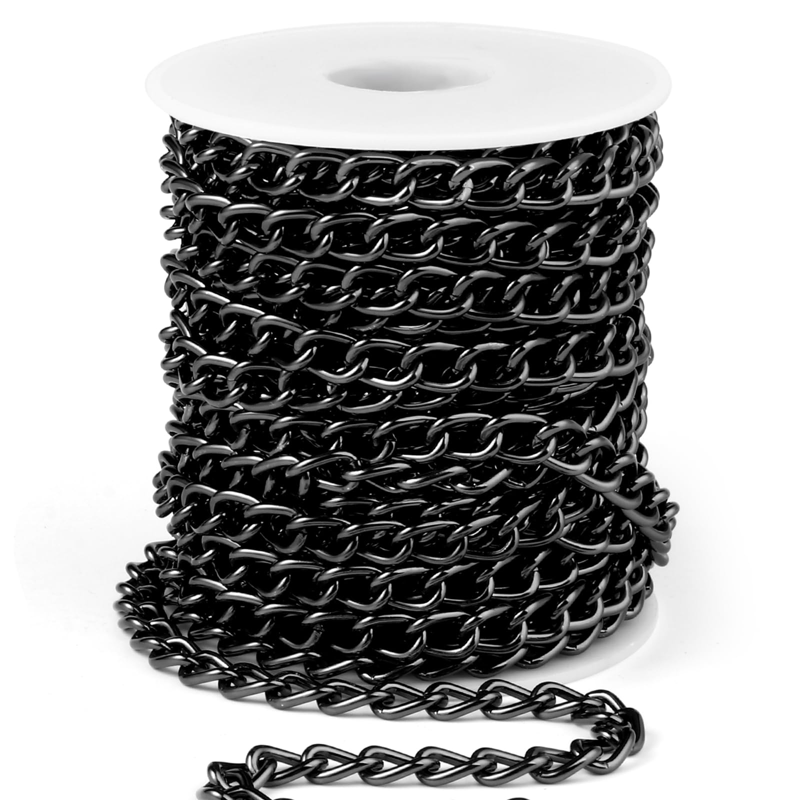 Amazon.com: 33 Feet Large Aluminum Curb Cuban Chains 7mm Black Twisted ...