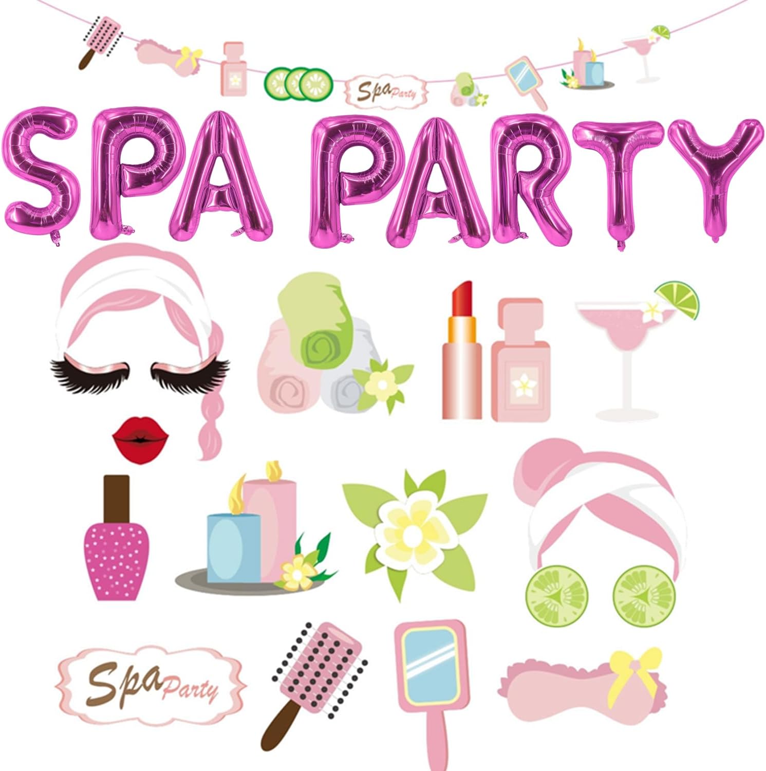 Amazon.com: 25 Pcs Spa Party Supplies for Girls Spa Party Banner Photo ...