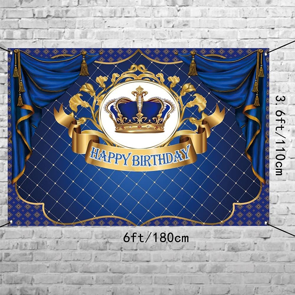 CSFOTO Cartel de poliéster de feliz cumpleaños azul rey con letrero ...