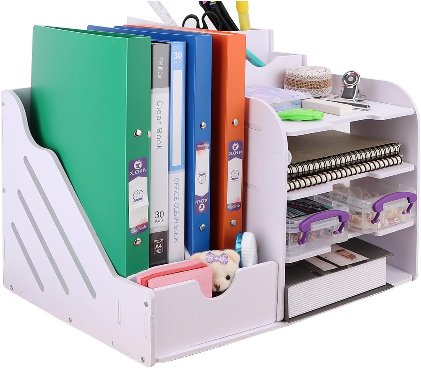 ATPWONZ 4-Tier Desk Organiser White, Desk Tidy Organiser, A4 Desk Paper ...