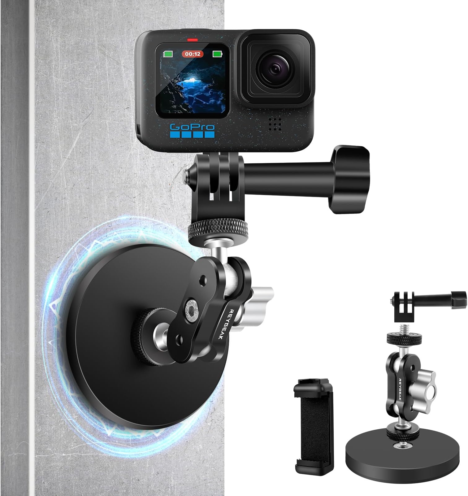 Amazon.com : REYGEAK Magnet Camera Mount for GoPro 13/12/11/10,Double ...