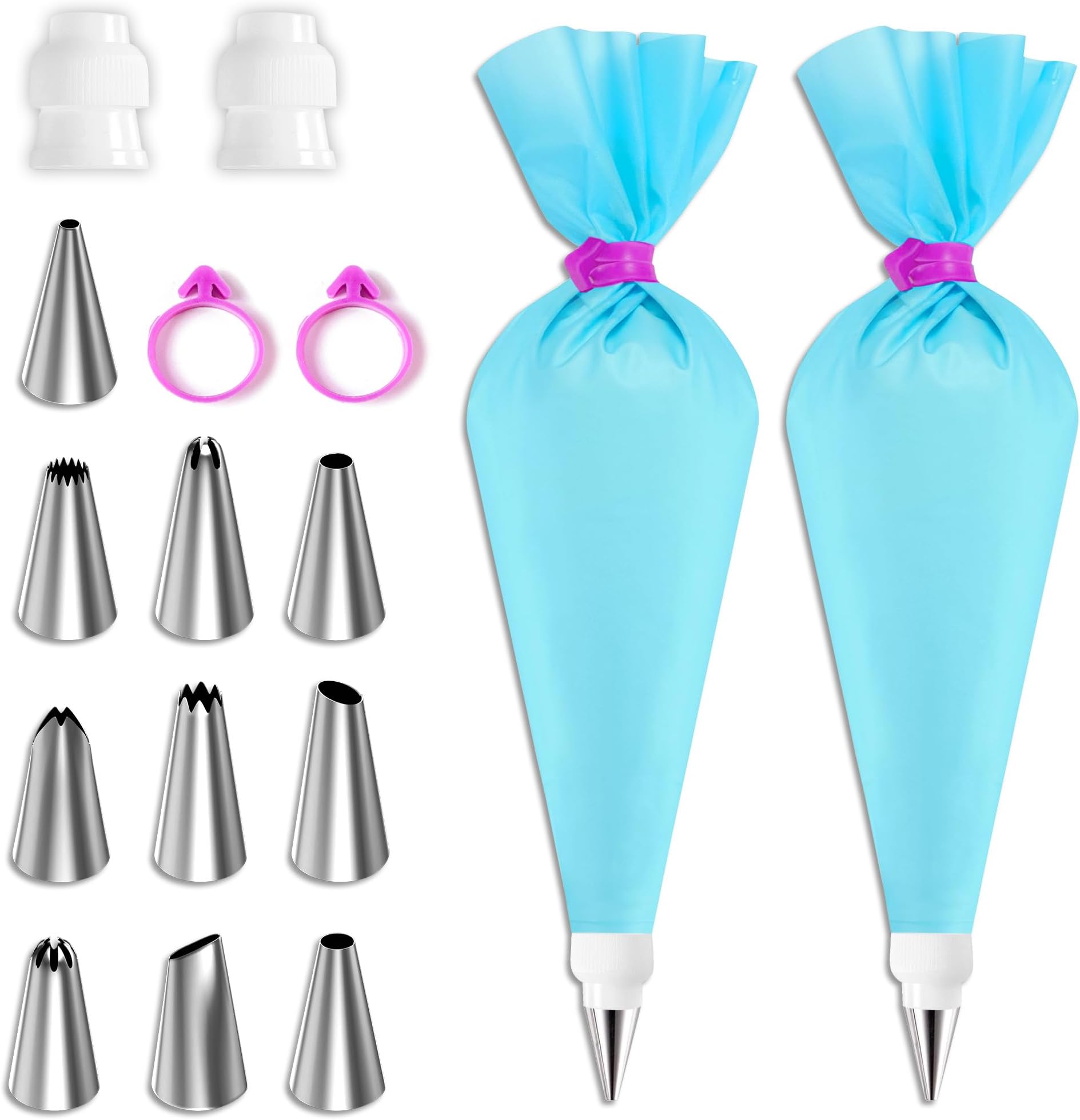 Amazon.com: Silicone Icing Piping Bag,Reusable Cream Pastry Bag and 20× ...