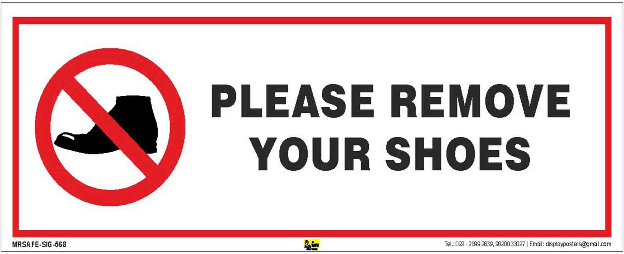 Mr. Safe - Please Remove Your Shoes Sign PVC Sticker 15 Inch X 6 Inch ...