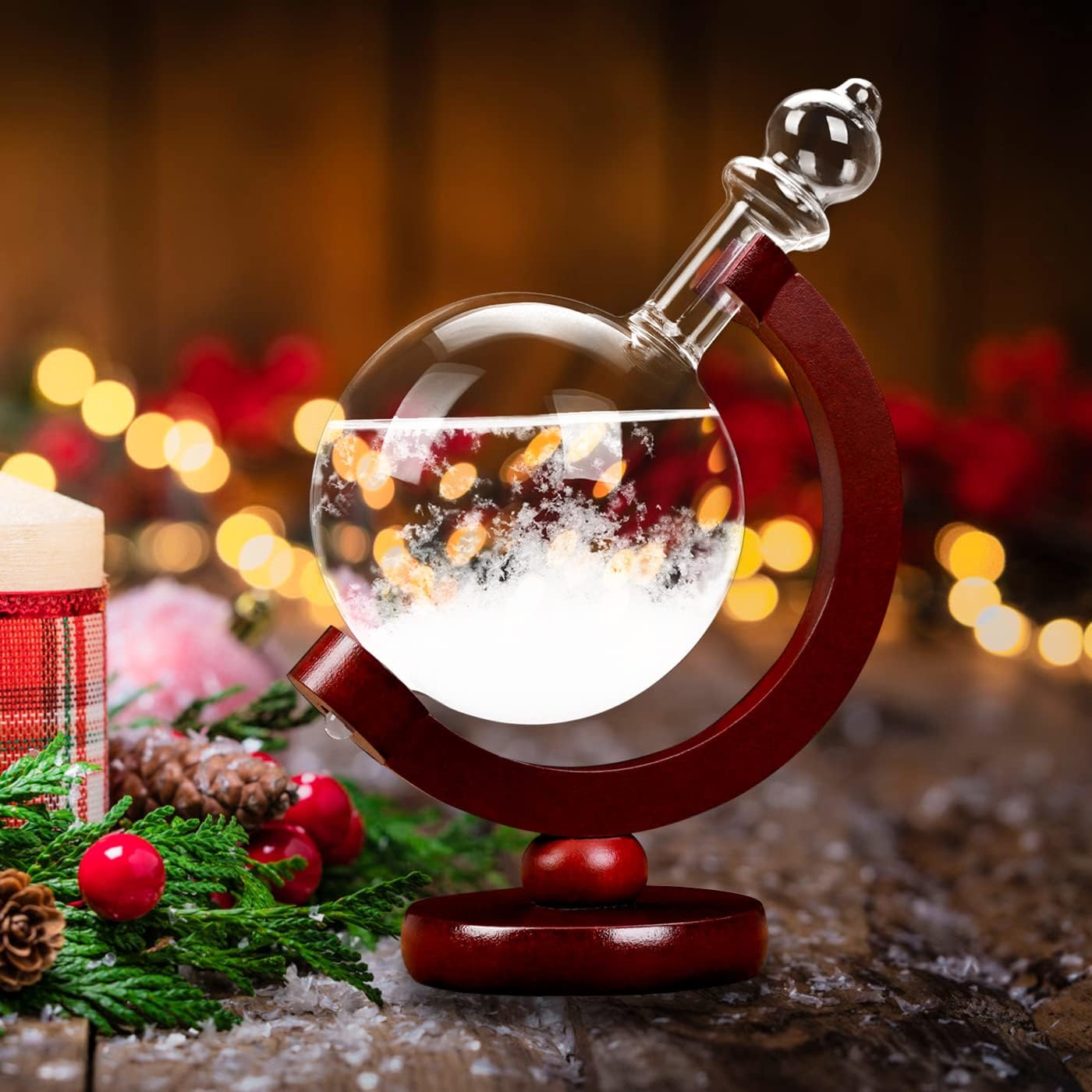 Weihnachtsdekoration,Sturmglas Schneekugel kreative Kristalltischplatte ...