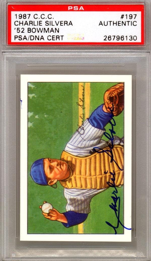 Charlie Silvera Autographed Signed 1987 1952 Bowman Reprint Card ...