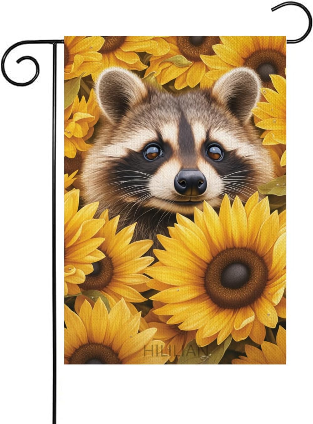 Amazon.com : HILILIAN Raccoon with Sunflowers Flowers Garden Flag ...